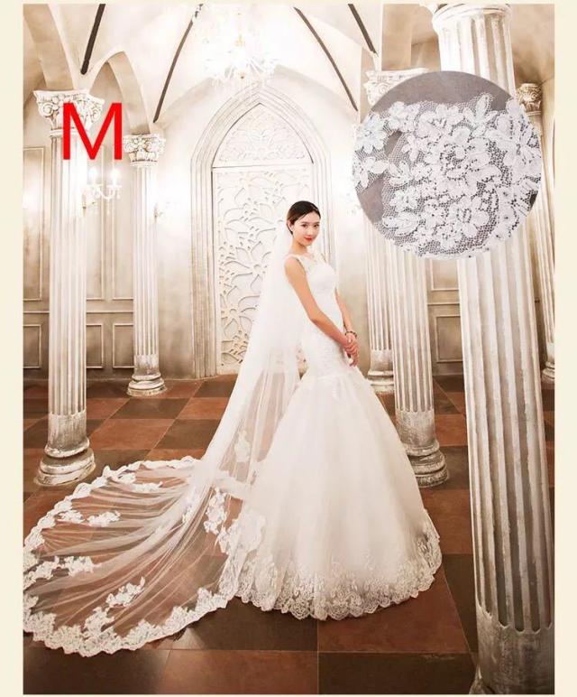 ウエディングベール 〜ロングベール ウェディング レース・刺繍 ベールUP儀式OK 結婚式用．