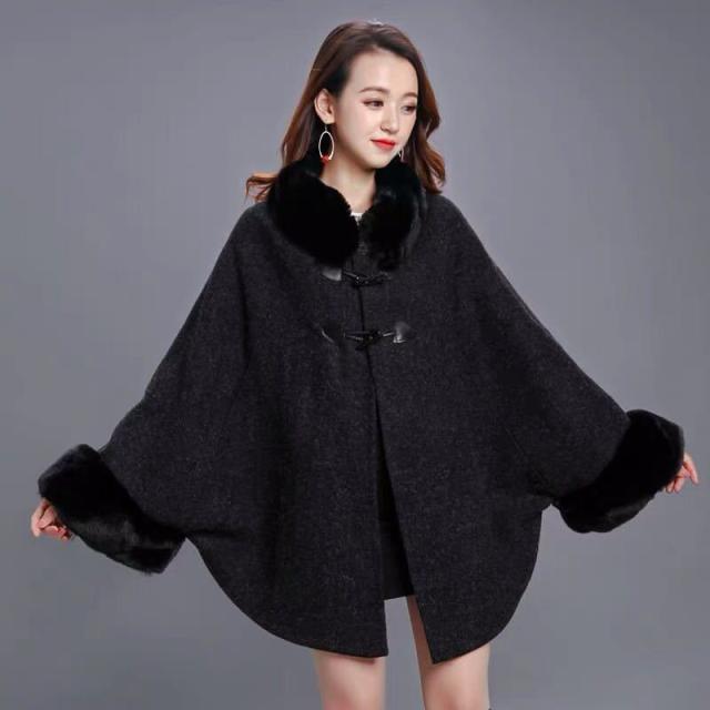 毛皮風ミンクケープ ．ファーショール ファーストール ポンチョ