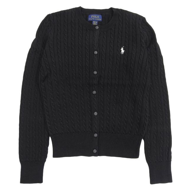 ポロラルフローレン ケーブルニットカーディガン レディース ガールズ M コットン ブラック CORE REPLEN 313543047005MBK POLO RALPH LAUREN