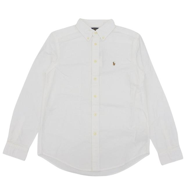 ポロラルフローレン オックスフォードシャツ 長袖 メンズ レディース USボーイズサイズ ボタンダウン M コットン ホワイト CORE REPLEN 323677133001MWT POLO RALPH LAUREN