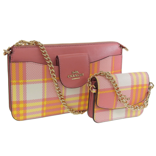 コーチ COACH GARDEN PLAID POPPY XBODY ショルダーバッグミニポーチ付き バッグ ピンクマルチ レディース c8682imtvt アウトレット ブランド 母の日　土日祝も毎日発送します