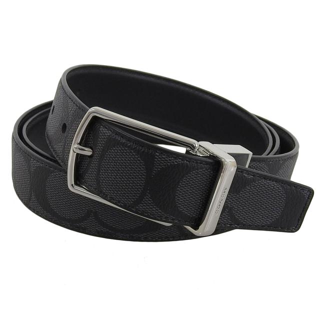 コーチ ベルト メンズ アウトレット ブラック ハーネスバックル カットトゥサイズ リバーシブル 30mm MHRN CTSR SIGP BELT CQ016CQBK COACH