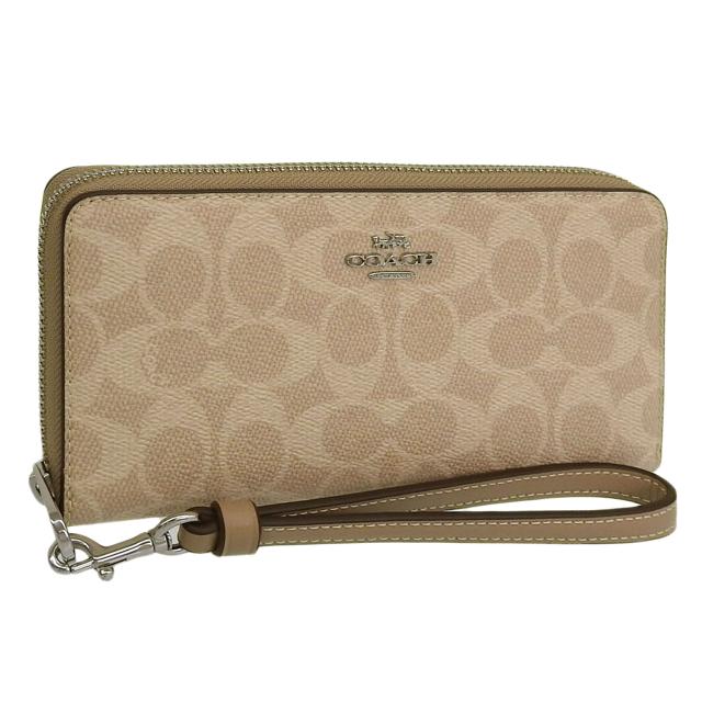 コーチ 財布 レディース 長財布 アウトレット ライトカーキ ロングジップアラウンドウォレット シグネチャー キャンバス LZA WLT SIG CNVS CW778SVPWH COACH