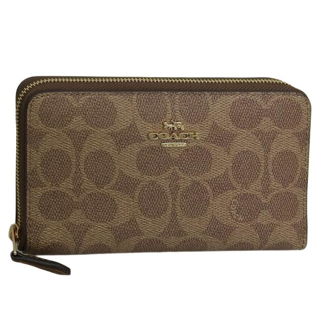 コーチ 財布 レディース ミディアム財布 アウトレット ライトカーキ シグネチャー キャンバス MDM ID ZP SIG CNVS CW781IMXHE COACH