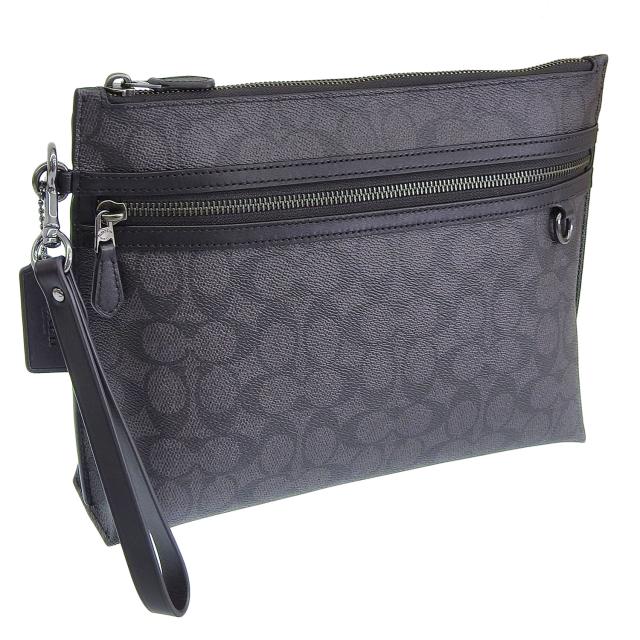 コーチ バッグ メンズ クラッチバッグ アウトレット チャコール キャリーオール シグネチャー キャンバス CY985QBMI5 COACH