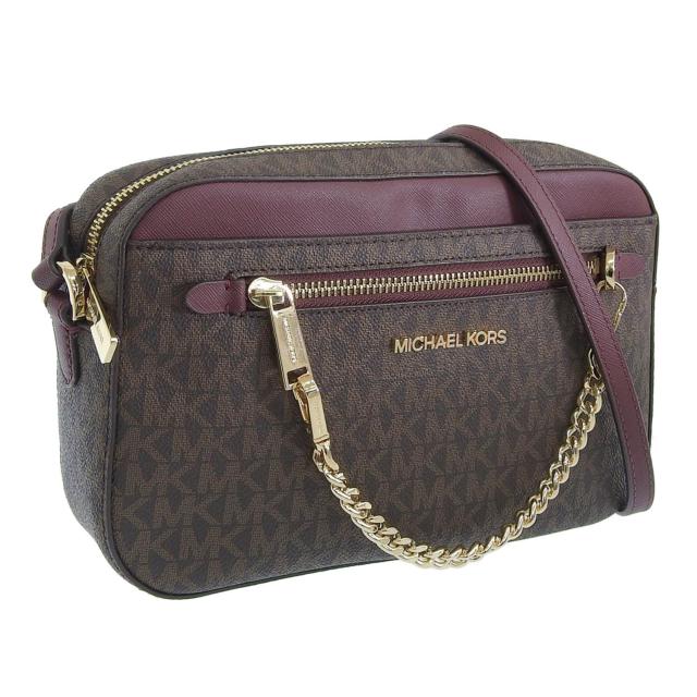 マイケルコース バッグ レディース ショルダーバッグ アウトレット ブラウン×ワイン ジェットセットアイテム ジップチェーン クロスボディ ラージ 35S1GTTC9B-MERLOT MICHAEL KORS