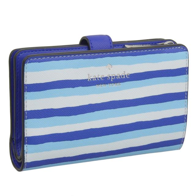 ケイトスペード 財布 レディース 二つ折り財布 アウトレット ブルーマルチ スカイラー ミディアムコンパクトバイフォールドウォレット schuyler med compact  KG677-403 KATE SPADE