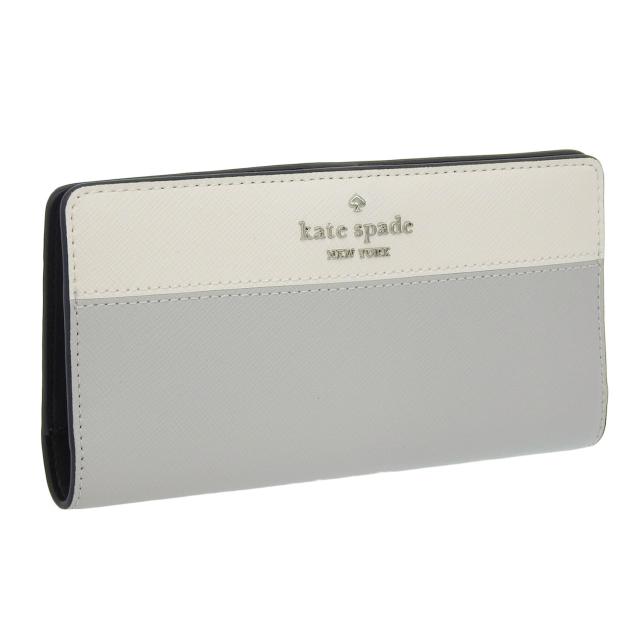 ケイトスペード 財布 レディース 長財布 アウトレット レザー グレー×ホワイト マディソン madison lg slim bifold KI367-020 KATE SPADE