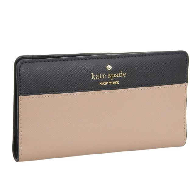 ケイトスペード 財布 レディース 長財布 アウトレット レザー ベージュ×ブラック マディソン madison lg slim bifold KI367-200 KATE SPADE
