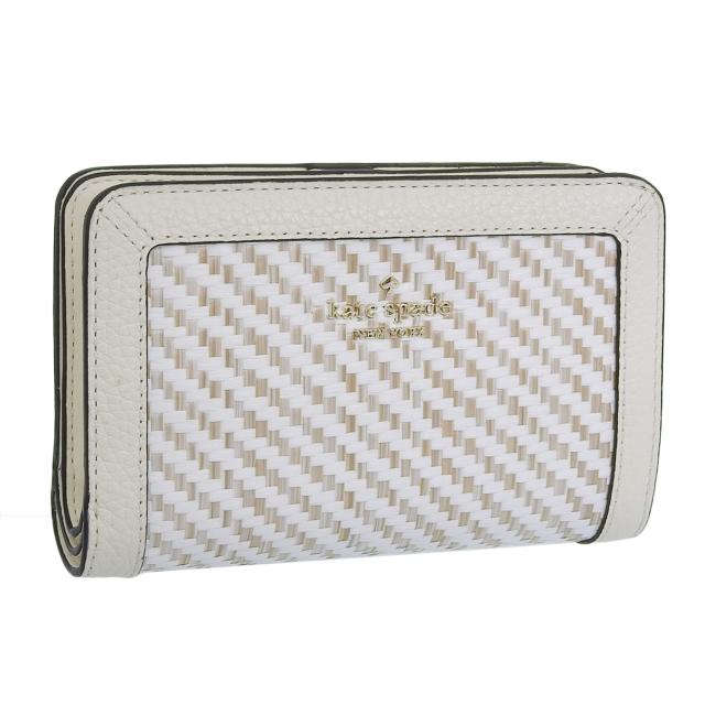 ケイトスペード 財布 レディース 二つ折り財布 アウトレット ベージュマルチ lena two tone straw md compbifold KK925-101 KATE SPADE