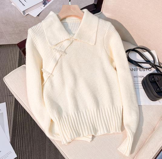 トップス 2色 セーター 萌え袖 袖あり 長袖 Vネック プルオーバー