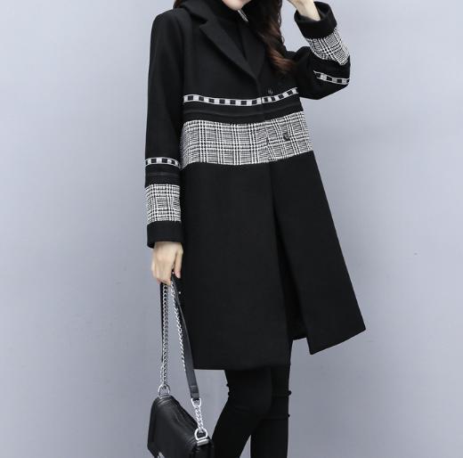 チェスターコート バイカラー ロング Aライン・フレア 無地・チェック柄