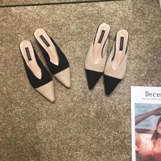 チャンキーヒール ミュールスリッパ? シューズ 靴 くつ クツ サンダル ミュール つっかけ レディースシューズ レディースサンダル 太ヒール ポインテッドトゥ 美脚 脚長 大人可愛い きれいめ シンプル カジュアル 大人 上品 おしゃれ お洒落 かっこいい フォーマル エレガント