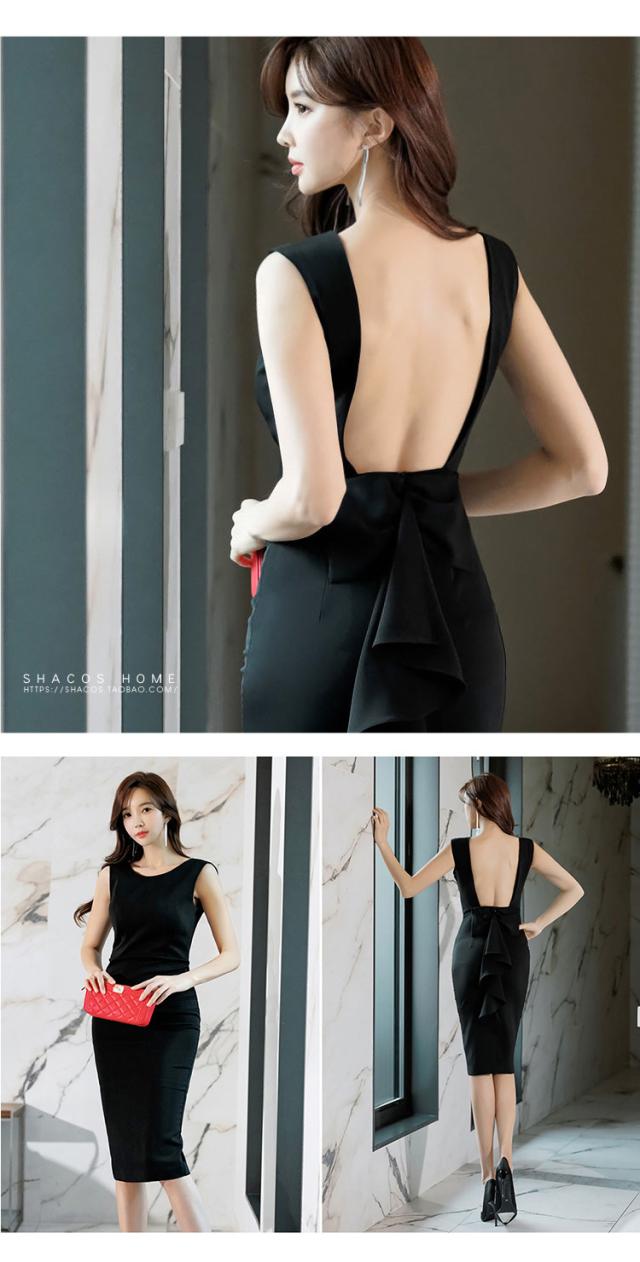 背中空きドレス バックリボンワンピース エレガント セクシー ひざ丈 膝下 長袖 襟なし タイト 細身 かわいい 大人可愛い きれいめ シンプル カジュアル 大人 上品 おしゃれ お洒落 大人可愛い 大人女子 こなれ感 ラフ ラブリー キュート 個性的 主役級 存在感 とろみ感 背中空きドレス バックリボンワンピース エレガント セクシー ひざ丈