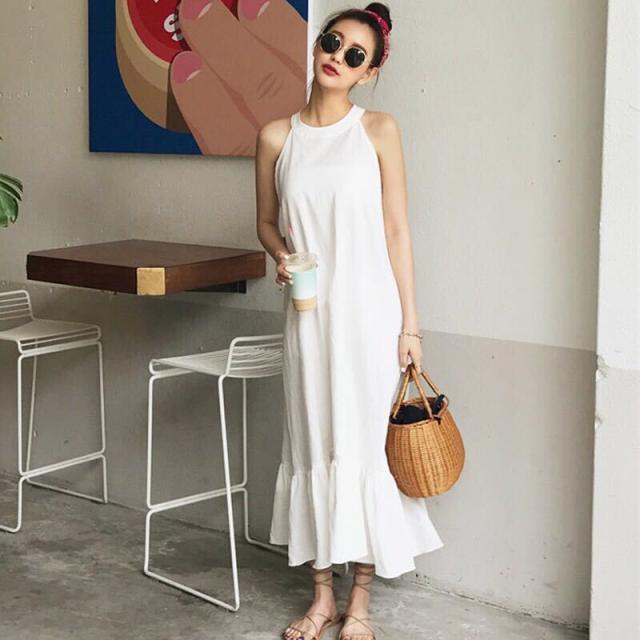 ワンピース フレアワンピース ティアードワンピース マキシ マキシ丈 袖なし ノースリーブ Uネック ラウンドネック フレア セミフレア Aライン フリル かわいい 大人可愛い きれいめ シンプル カジュアル 大人 上品 おしゃれ 大人女子 こなれ感 ラフ ルーズ 個性的 エレガント