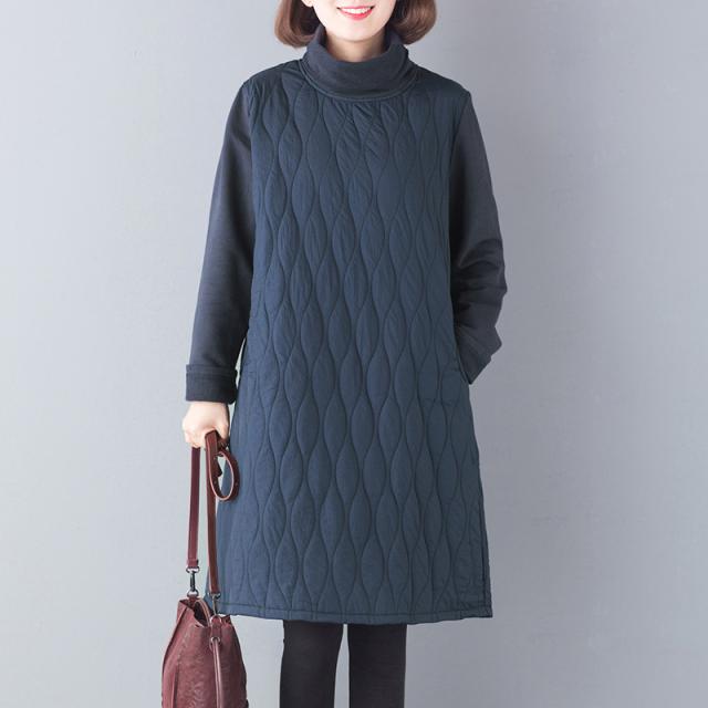 キルティングワンピース 膝丈 ひざ丈 膝下 袖あり 長袖 タートルネック Aライン 切り替えデザイン ドッキング キルティング ニット かわいい 大人可愛い きれいめ シンプル カジュアル 大人 おしゃれ お洒落 かっこいい レトロ 大人可愛い 大人女子 こなれ感 ラブリー