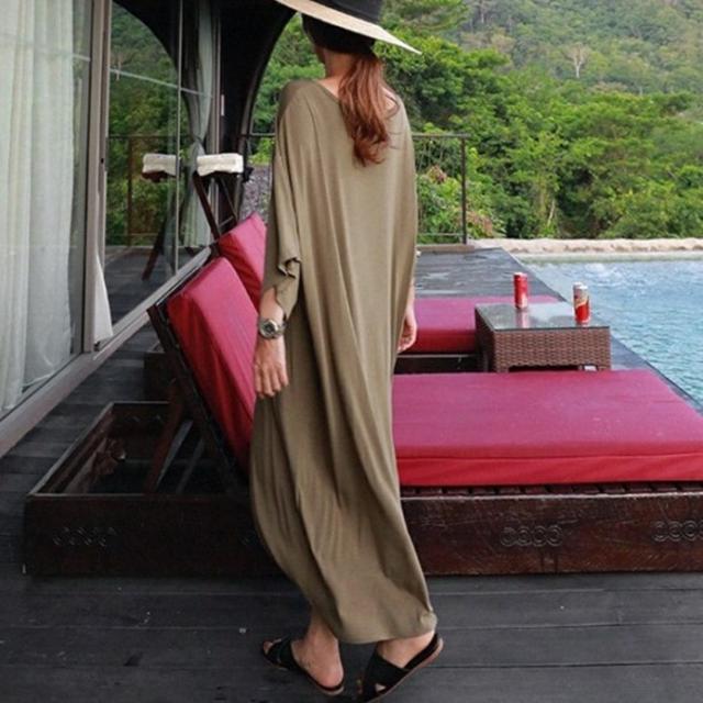 ゆるシルエットワンピース ミモレ ミモレ丈 ロング ロング丈 マキシ マキシ丈 9分丈 アンクル丈 袖あり 長袖 襟なし かわいい 大人可愛い きれいめ シンプル カジュアル 大人 上品 おしゃれ お洒落 かっこいい レトロ 大人可愛い 大人女子 こなれ感 ラブリー キュート