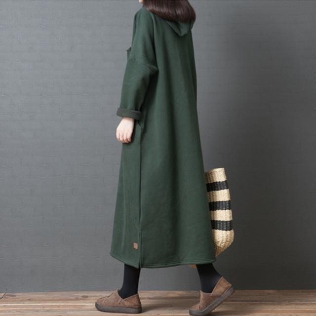 パーカーワンピース 膝下 ミモレ丈 ロング ロング丈 マキシ マキシ丈 9分丈 アンクル丈 袖あり 長袖 襟なし かわいい 大人可愛い きれいめ シンプル カジュアル 大人 上品 おしゃれ お洒落 かっこいい レトロ 大人可愛い 大人女子 こなれ感 メンズライク マニッシュ