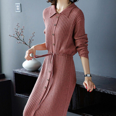 襟付きニットワンピース 膝丈 ひざ丈 膝下 袖あり 5分袖 五分袖 襟付き ニット かわいい 大人可愛い きれいめ シンプル カジュアル 大人 上品 おしゃれ お洒落 かっこいい レトロ 大人可愛い 大人女子 こなれ感 ラブリー キュート ガーリー 主役級 存在感 とろみ感 抜け感