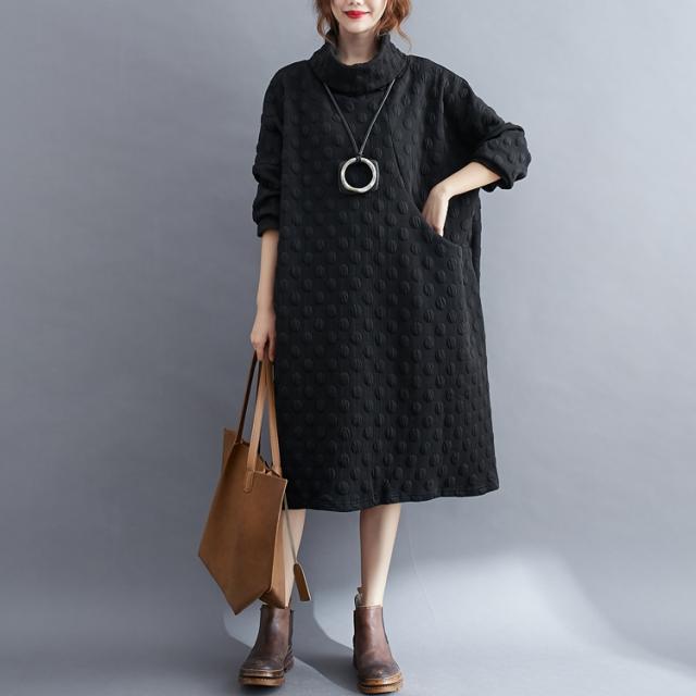 ワンピース トレーナー ミモレ 長袖 タートルネック 襟付き ストレート かわいい 大人可愛い きれいめ シンプル カジュアル 大人 上品 おしゃれ お洒落 大人可愛い 大人女子 こなれ感 ラフ ガーリー 個性的 クール 主役級 存在感 フォーマル 柄 春 秋 冬 誕生日 クリスマス