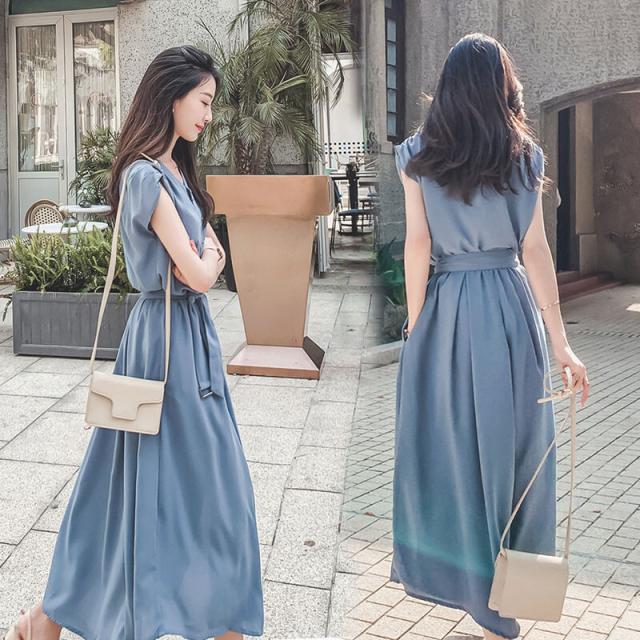 ワンピース ミドル丈 袖あり 半袖 フレンチスリーブ Aライン サイドスリット かわいい 大人可愛い シンプル カジュアル おしゃれ レトロ こなれ感 ラフ 抜け感 無地 春 夏 10代 20代 30代 40代 デート お出かけ 女子会 休日 リゾート 着回し 普段使い 韓国 韓国系 オルチャン