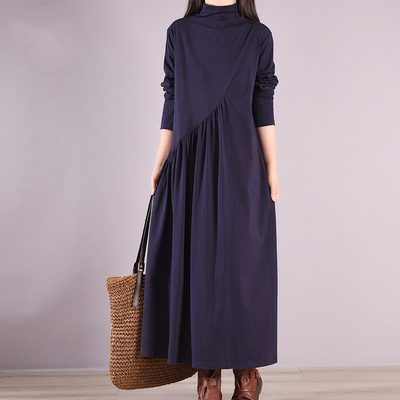 ワンピース カラードレス ロングドレス ミモレ丈ドレス 膝下 ミモレ ミモレ丈 ロング ロング丈 袖あり 長袖 ハイネック 襟なし 切り替えデザイン 切り替えデザイン きれいめ シンプル カジュアル 大人 上品 おしゃれ お洒落 かっこいい レトロ 大人可愛い 大人女子 こなれ感