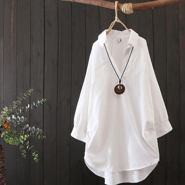 オーバーサイズ スキッパー シャツ トップス ブラウス シャツワンピース 袖あり 長袖 ドロップショルダー Vネック 襟付き ワイド Aライン かわいい 大人可愛い きれいめ シンプル カジュアル 大人 上品 おしゃれ 大人女子 ラフ ラブリー キュート ガーリー ルーズ 抜け感 無地