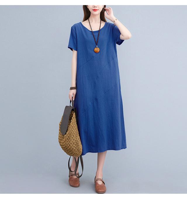 半袖 ロング Tシャツ ワンピース フレアワンピース 膝下 ロング ロング丈 袖あり 5分袖 五分袖 Uネック クルーネック フレア セミフレア ポケット かわいい 大人可愛い きれいめ シンプル カジュアル 大人 おしゃれ 大人女子 ラフ ラブリー キュート 春 夏 10代 20代 30代