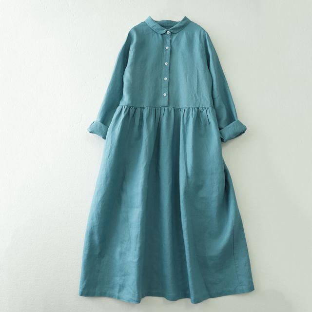 丸えりワンピース 袖あり 長袖 Aライン かわいい 大人可愛い きれいめ シンプル カジュアル おしゃれ お洒落 大人可愛い 大人女子 こなれ感 ラフ キュート ガーリー ルーズ 個性的 主役級 とろみ感 抜け感 無地 春 夏 秋 冬 オールシーズン シーズンレス 誕生日 10代 20代