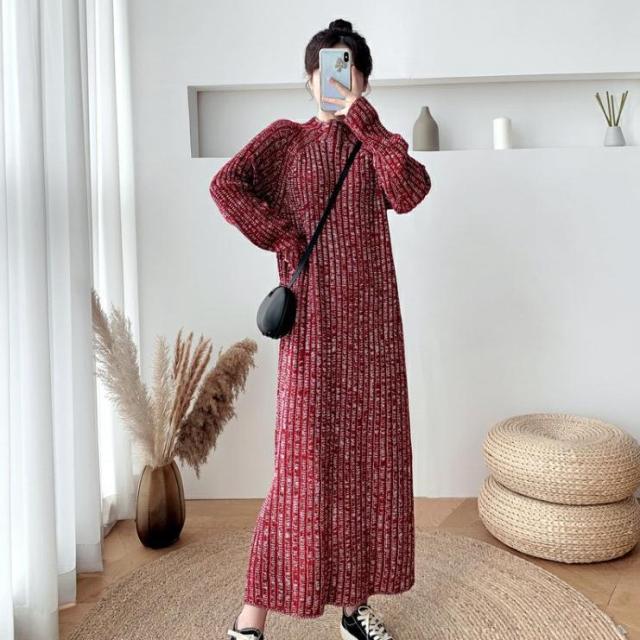 ワンピース ニットワンピ ロング丈 長袖 ハイネック タートルネック ストレート ウエストマーク かわいい 大人可愛い きれいめ シンプル カジュアル 大人 上品 おしゃれ お洒落 大人可愛い 大人女子 こなれ感 ガーリー エレガント 主役級 存在感 フォーマル 無地 春 夏 秋