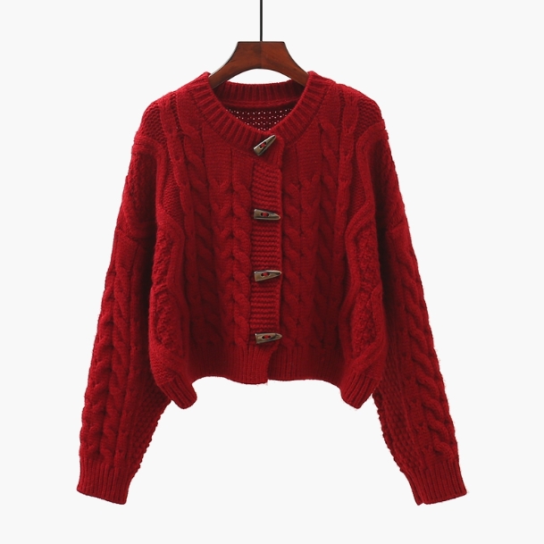 トップス カーディガン ショート ショート丈 袖あり 長袖 ラウンドネック 襟なし もこもこ モコモコ 前開き 編み込み ニット かわいい 大人可愛い シンプル カジュアル 大人 おしゃれ お洒落 アジアン エスニック 大人女子 ラフ 柄 秋 冬 10代 20代 レディース 女性用 通勤