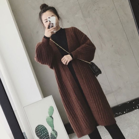 トップス カーディガン ロング ロング丈 袖あり 長袖 ボリューム袖 Vネック 襟なし 前開き ニット 厚手 かわいい 大人可愛い シンプル カジュアル 大人 おしゃれ お洒落 かっこいい アジアン エスニック エキゾチック 大人女子 こなれ感 ラフ 無地 秋 冬 20代 30代 通勤