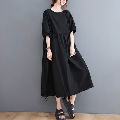 ワンピース フレアワンピース ミモレ ミモレ丈 袖あり 半袖 Uネック