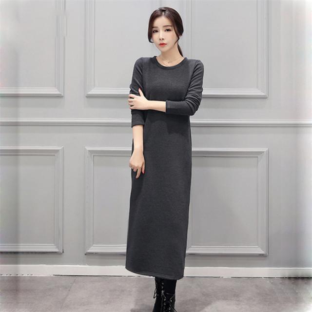 ワンピース フレアワンピース ロング ロング丈 マキシ マキシ丈 袖あり 長袖 Uネック ラウンドネック 襟なし セミフレア スリム Aライン かわいい 大人可愛い きれいめ シンプル カジュアル 大人 上品 おしゃれ 大人女子 こなれ感 ラフ ルーズ 個性的 クール モード系