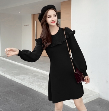 リブニット ミニ ワンピース フレアワンピース ニットワンピース ミニ ミニ丈 膝上 袖あり 長袖 ボリューム袖 Uネック オフショルダー オフショル フレア Aライン 切り替えデザイン リブ ニット かわいい 大人可愛い きれいめ シンプル カジュアル 大人 上品 おしゃれ