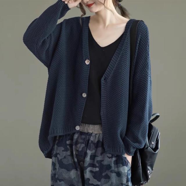 ワッフル ニット カーディガン トップス アウター ショート ショート丈 袖あり 長袖 Vネック 襟なし ワイド 前開き 編み込み ニット かわいい 大人可愛い きれいめ シンプル カジュアル 大人 おしゃれ 大人女子 こなれ感 ラフ ラブリー ルーズ 個性的 クール モード系 存在感