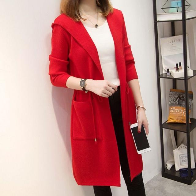 ニットジャケット ロングカーデ フード付きロングニットカーデ トップス アウター カーディガン フーディー ロング ロング丈 袖あり 長袖 前開き ウエストマーク かわいい 大人可愛い きれいめ シンプル 大人 上品 おしゃれ お洒落 こなれ感 抜け感 ナチュラル 大人カジュアル