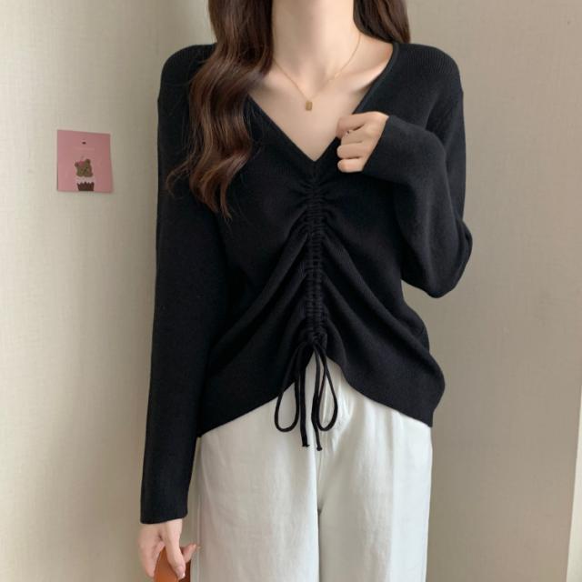 トップス デート カットソー ニットソー 白トップス ミディアム丈 袖あり 長袖 ボリューム袖 フレアスリーブ フレンチスリーブ 萌袖 Vネック 襟なし フレア セミフレア 細身 ストレート ワイド Iライン スマート リボン 伸縮性 ニット かわいい 大人可愛い きれいめ シンプル