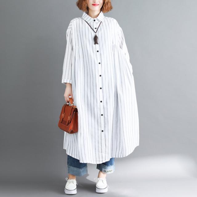 トップス カーディガン ロング ロング丈 袖あり 長袖 襟付き ポケット 前開き 綿 かわいい 大人可愛い シンプル カジュアル 大人 おしゃれ レトロ アジアン エスニック エキゾチック 大人女子 ルーズ 柄 ストライプ 春 秋 20代 30代 レディース 女性用 通勤 デート お出かけ