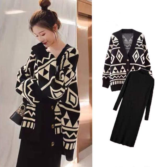 セットアップ トップス アウター カーディガン 羽織り ワンピース Vネック ミドル丈 プルオーバー 袖あり 長袖 Vネック ルーズフィット 前開きボタン 無地 柄 かわいい 大人可愛い きれいめ カジュアル 大人 おしゃれ こなれ感 ラフ かっこいい シンプル 柄 秋 冬 10代 20代