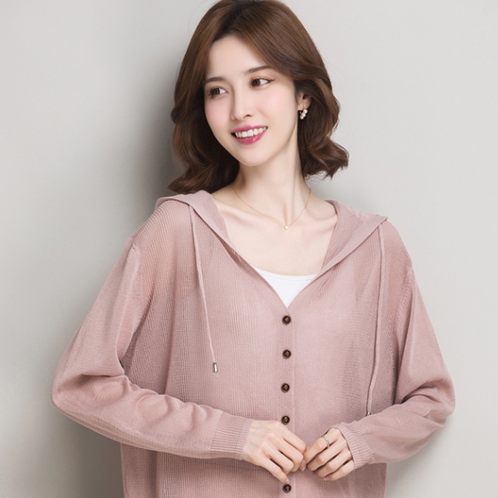 トップス カーディガン ミディアム丈 袖あり 長袖 襟なし フード付き 前開き 透け感 シースルー 綿 薄手 かわいい 大人可愛い シンプル カジュアル おしゃれ アジアン エスニック エキゾチック 無地 春 夏 秋 10代 20代 30代 レディース 女性用 通勤 デート お出かけ