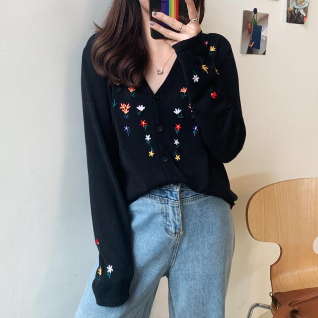 トップス ブラウス カーディガン 袖あり 長袖 Vネック スタンドカラー ワイド 刺繍 かわいい 大人可愛い きれいめ シンプル 大人 上品 おしゃれ 大人可愛い こなれ感 ラフ キュート ガーリー ルーズ 小花柄 春 秋 10代 20代 30代 40代 学生 お出かけ 公園デビュー 休日