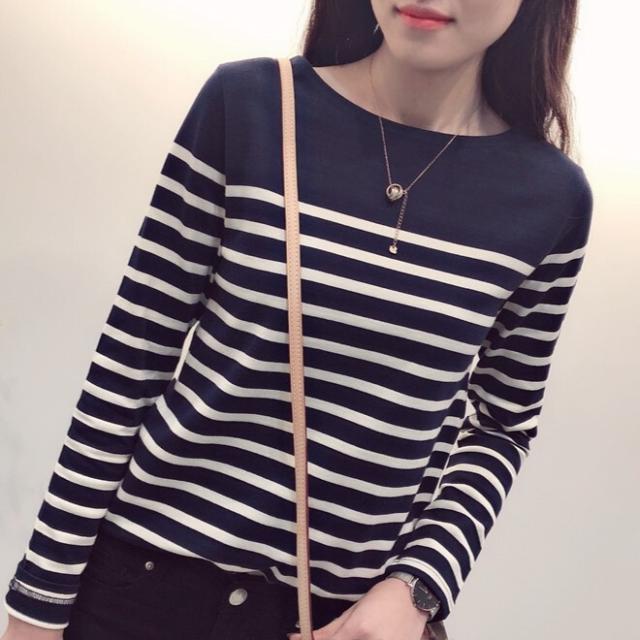 トップス シャツ 長袖シャツ 定番 ストライプ柄 袖あり 長袖 襟なし 上質 オーガニックコットン かわいい 大人可愛い シンプル カジュアル 大人 おしゃれ お洒落 ナチュラル 着回し 大人女子 こなれ感 ラフ ストライプ 春 秋 冬 10代 20代 30代 40代 レディース 女性用 OL