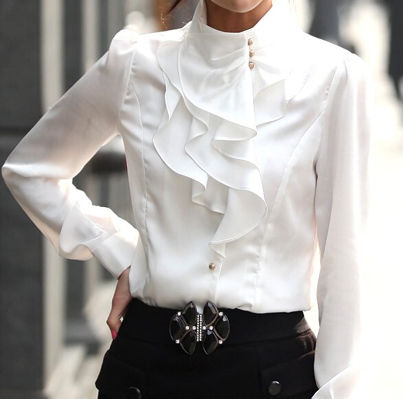 トップス ブラウス 袖あり 長袖 ハイネック フリル とろみ感 かわいい 大人可愛い きれいめ エレガント 大人 上品 おしゃれ 大人女子 こなれ感 ラブリー キュート モード系 モダン 主役級 存在感 フォーマル 無地 春 秋 冬 10代 20代 30代 40代 50代 レディース オフィス