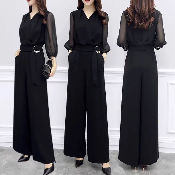 ワンピース オールインワン 袖あり 7分袖 七分袖 カシュクール 襟なし ベルト ポケット ハイウエスト 透け感 シースルー 薄手 かわいい 大人可愛い きれいめ シンプル 上品 お洒落 かっこいい アジアン エスニック エキゾチック クール モード系 存在感 フォーマル 無地 夏 秋