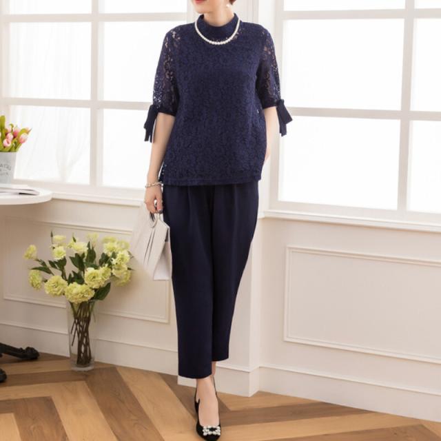種類10：ネイビー/XL パンツスーツ セットアップ クロップドパンツ