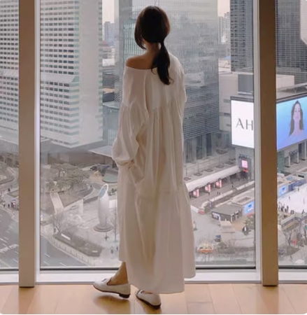 フレアワンピース シャツワンピース ワンピドレス ロング ロング丈 袖