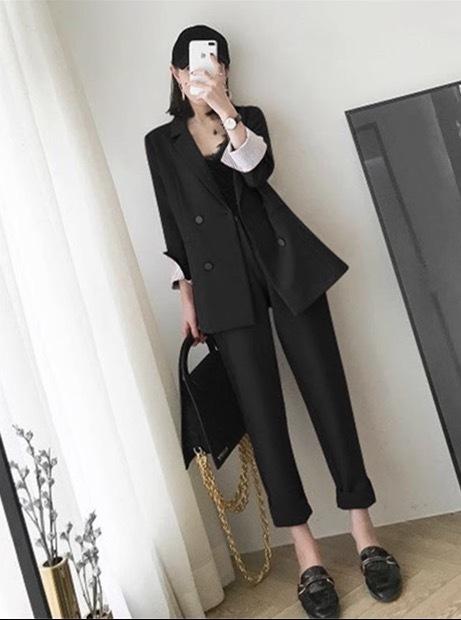 ボトムス パンツ アウター セットアップ デート ジャケット 上着 スーツ ワイドパンツ ストレートパンツ 9分丈 アンクル丈 ミディアム丈 袖あり 長袖 襟付き スリム タイト ストレート Iライン 切り替えデザイン スマート ポケット 前開き 上下セット 2点セット かわいい