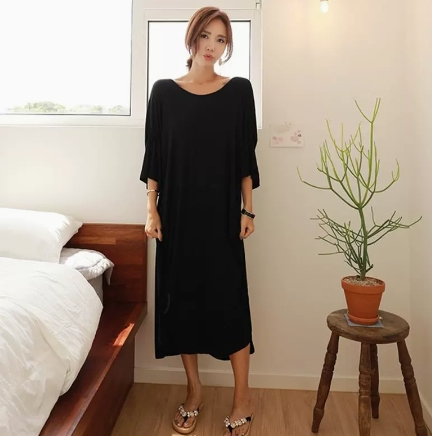 ワンピース リネンワンピース ワンピドレス バックVカット ロング ロング丈 袖あり 七分袖 ラウンドネック 襟なし Aライン ブラック ハイウエスト 綿 リネン かわいい 大人可愛い シンプル カジュアル レトロ アジアン エスニック エキゾチック ラフ 存在感 無地 夏 秋 20代