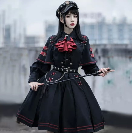 セットアップ 4点セット ブラウス フレアスカート ボウタイ ベルト コスプレ ロリータ ドレス 膝 膝丈 袖あり 長袖 ハイネック パフスリーブ 襟なし スリム 細身 レース かわいい 大人可愛い きれいめ シンプル 大人 上品 おしゃれ お洒落 大人可愛い 大人女子 こなれ感